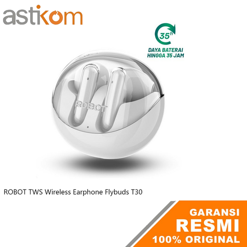 TWS Earphone Robot Flybuds T30 Cream Coloured - Astikom